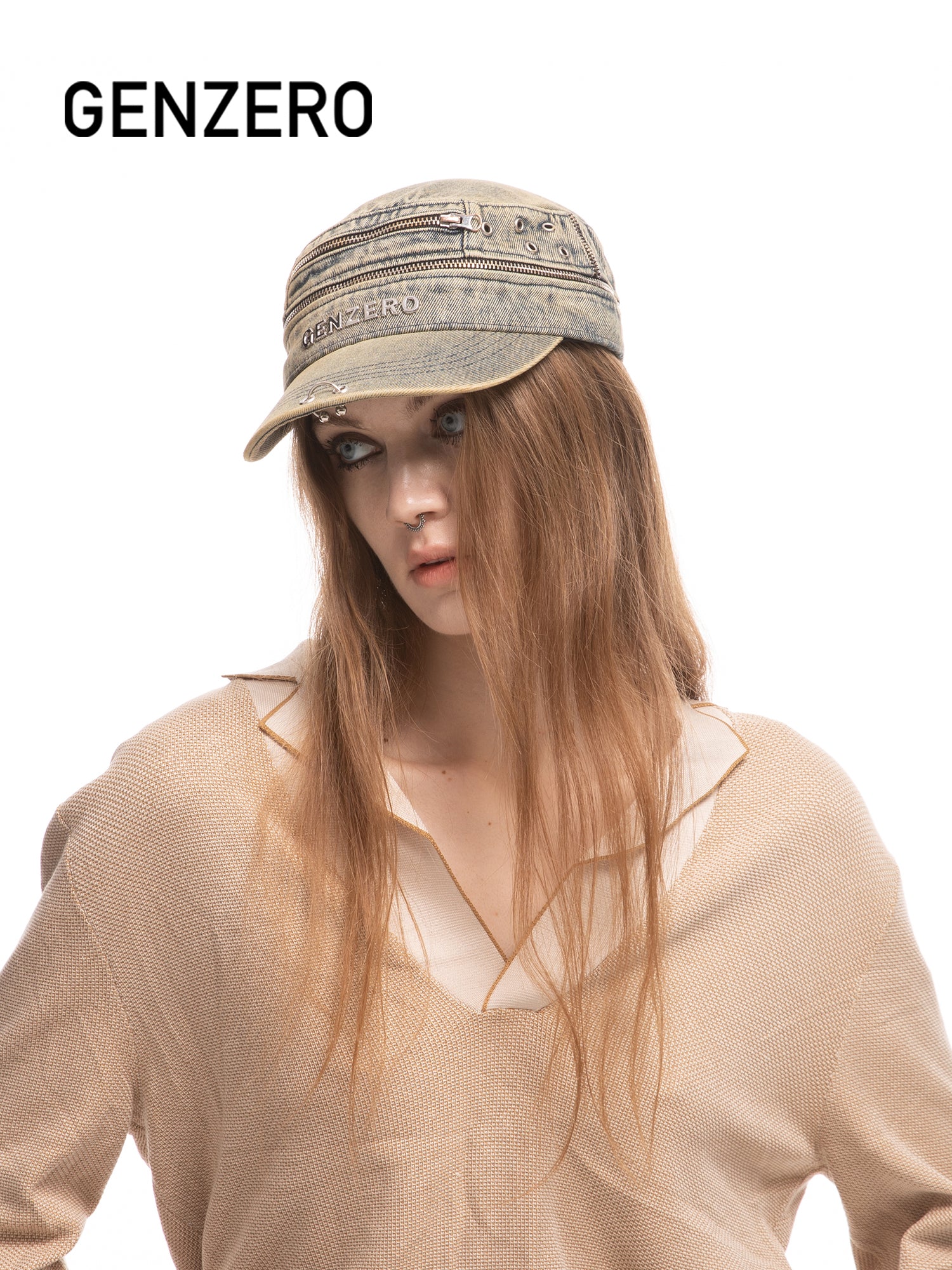 GENZERO Washed zipper flat top baseball cap – Genzero