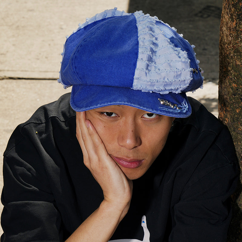 GENZERO Sanded and spliced wash jeans beret – Genzero