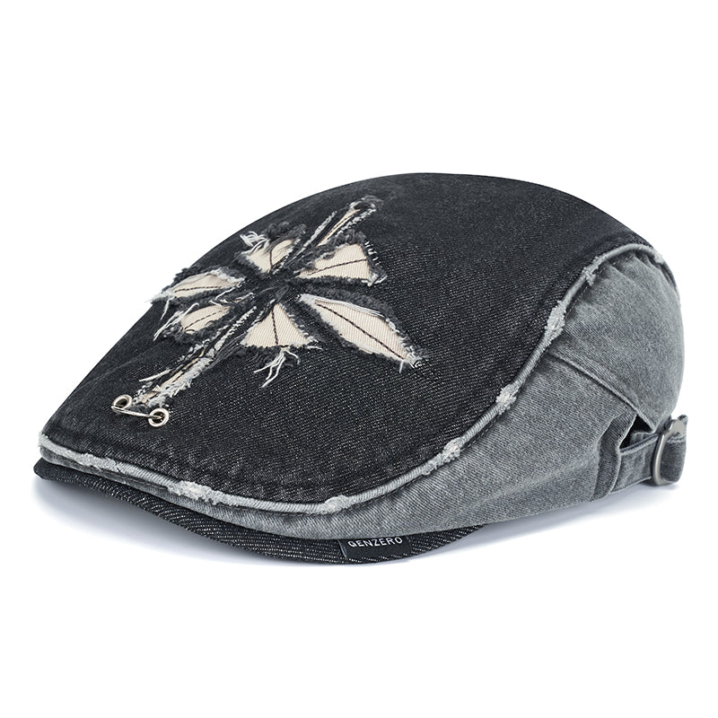 GENZERO Cross sanding wash jeans plaid forward hat – Genzero