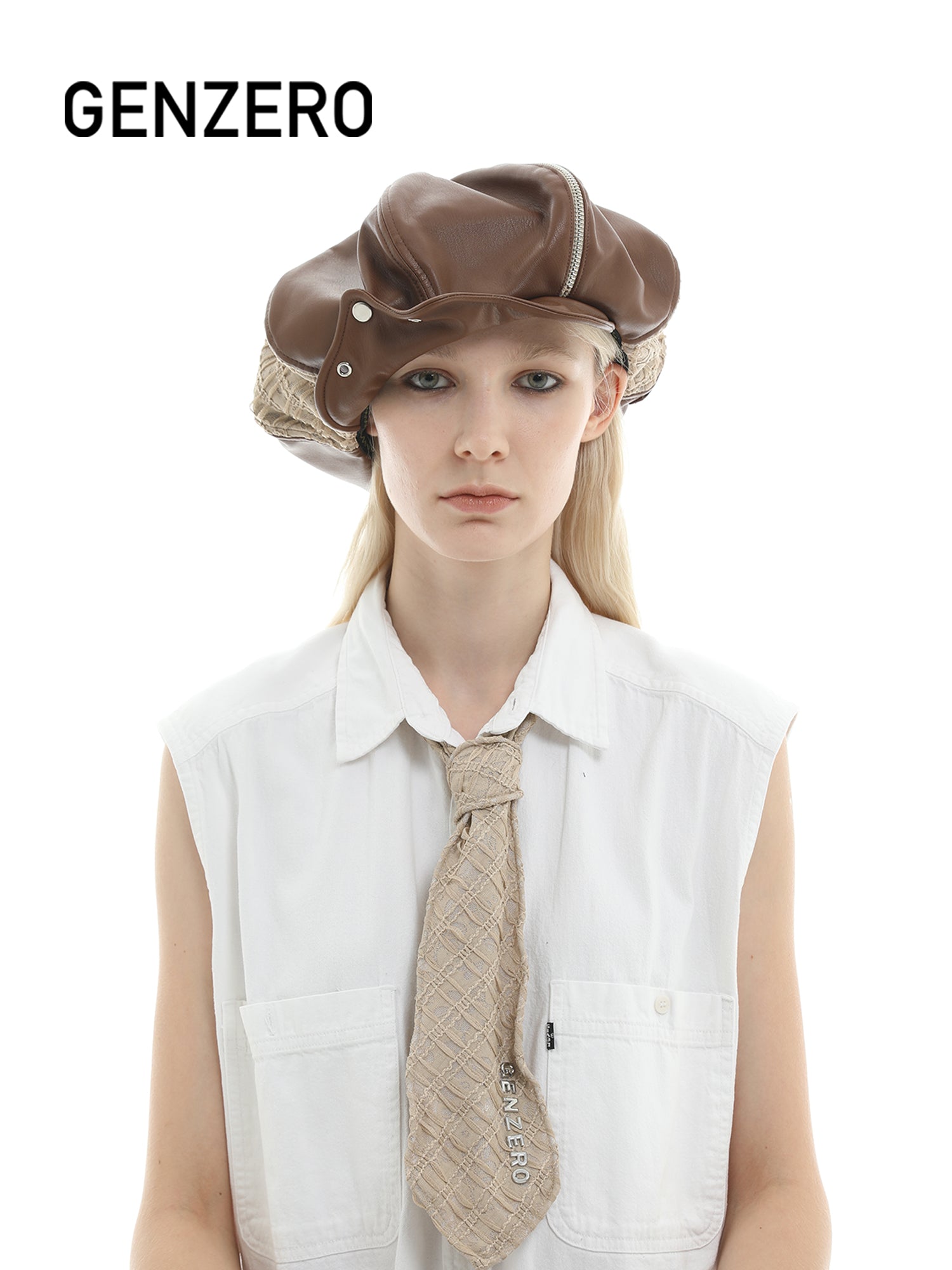 GENZERO Spliced zipper tie cloud beret – Genzero