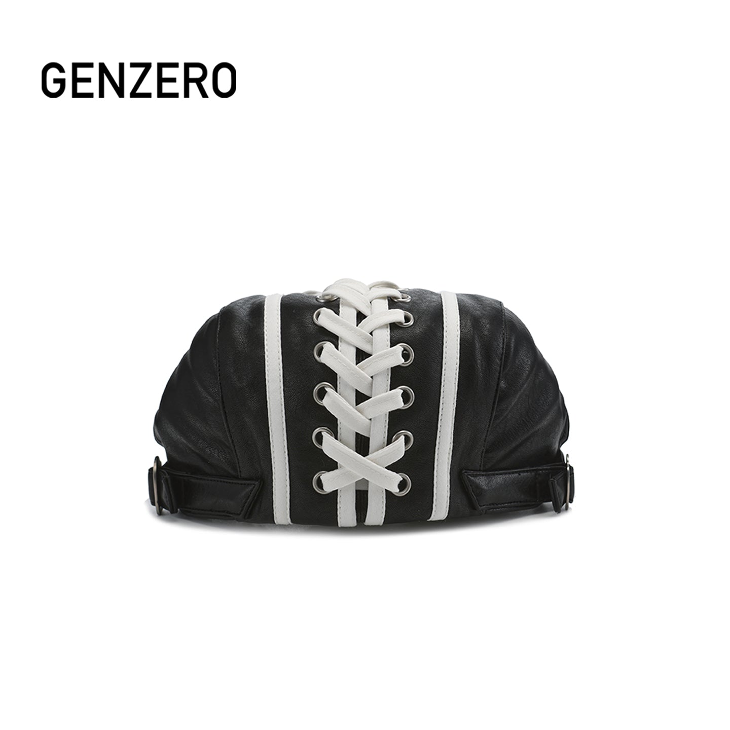 GENZERO Black leather laced front cap – Genzero