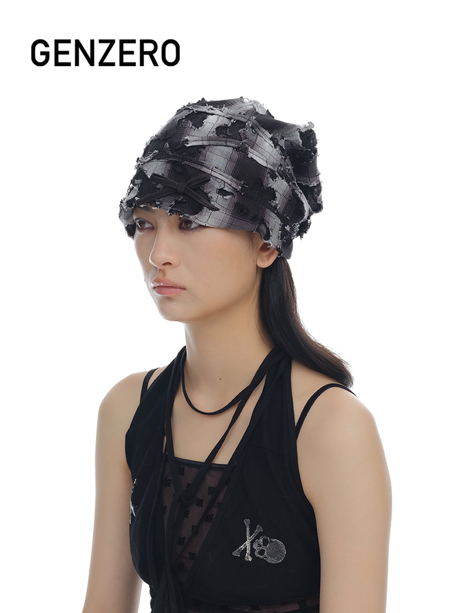 GENZERO Checked lace bow pile hat – Genzero