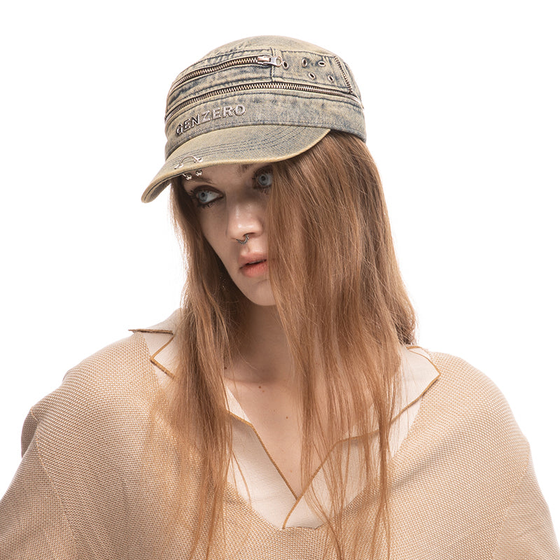 GENZERO Washed zipper flat top baseball cap – Genzero