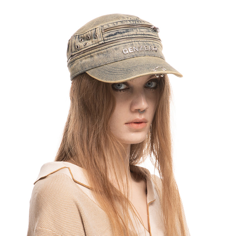 GENZERO Washed zipper flat top baseball cap – Genzero