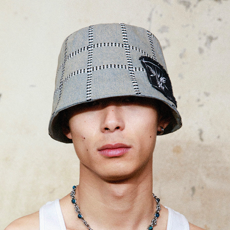GENZERO Light blue denim bucket hat with embroidery – Genzero