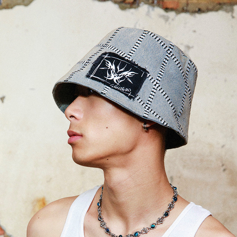 GENZERO Light blue denim bucket hat with embroidery – Genzero